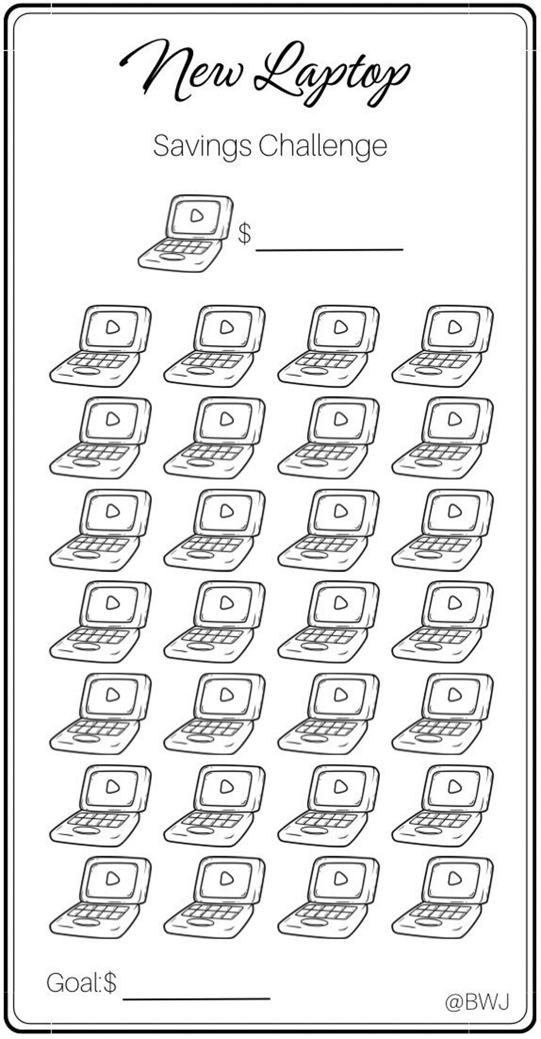 NEW Laptop Savings Challenge Fits A6 Envelope PDF - Etsy