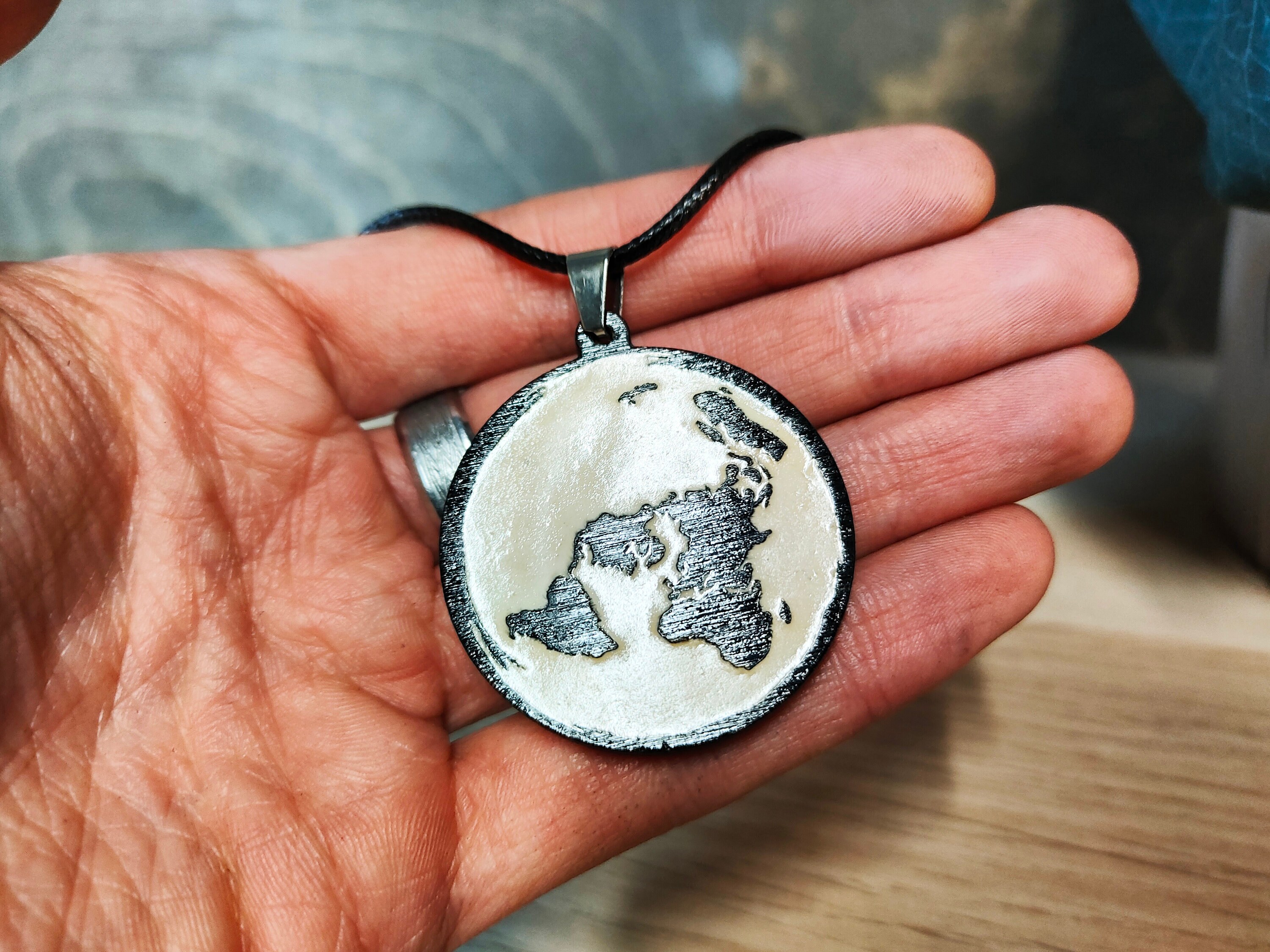 Flat Earth Map Keychains Pendant Flat Earth Society Model Jewelry Glass ...