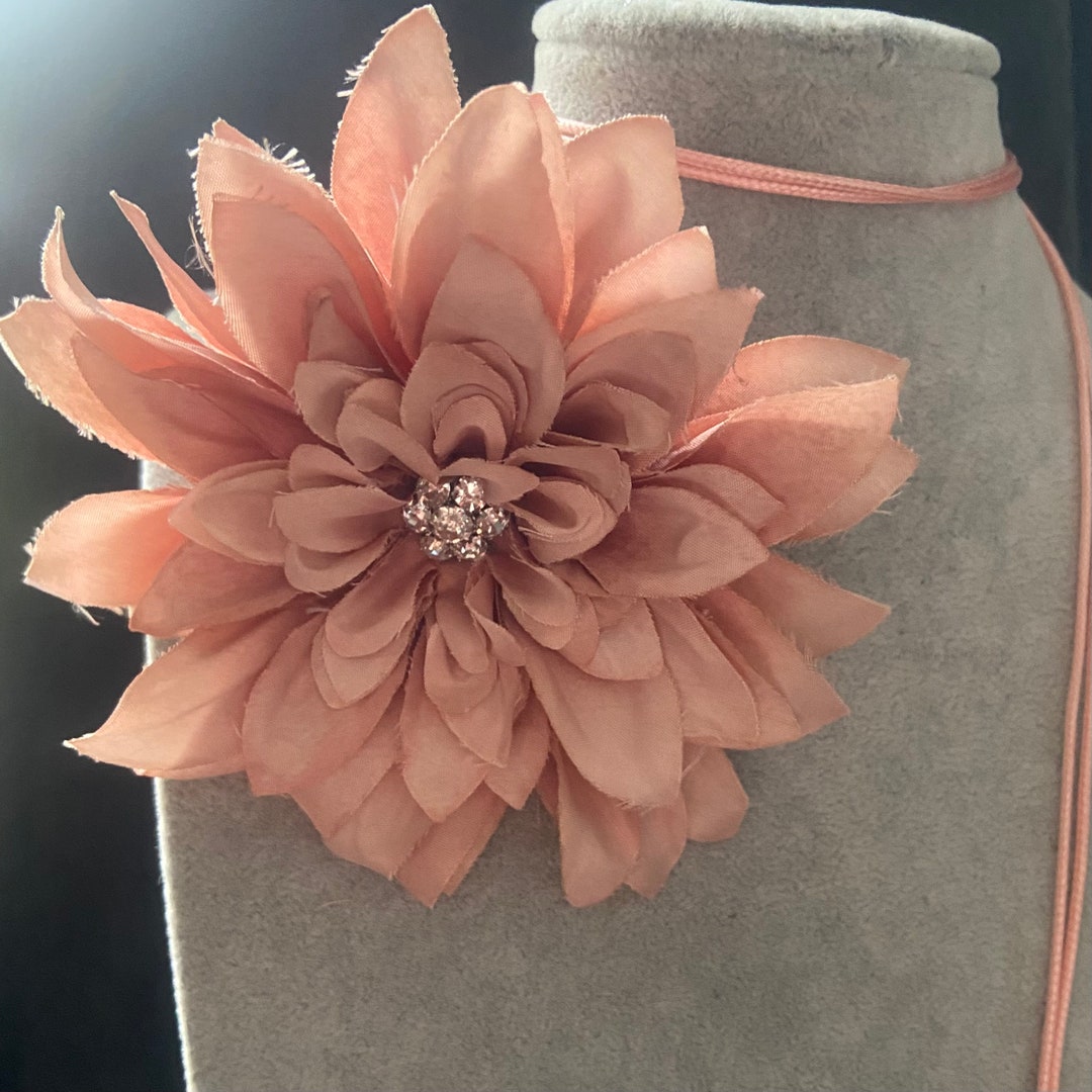 Rose Pink Flower Choker Fabric Flower Choker - Etsy