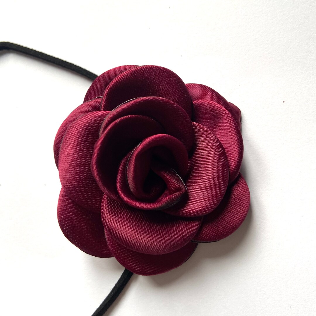 Red Rose Choker Singe Flower Rose Choker Wine Red - Etsy