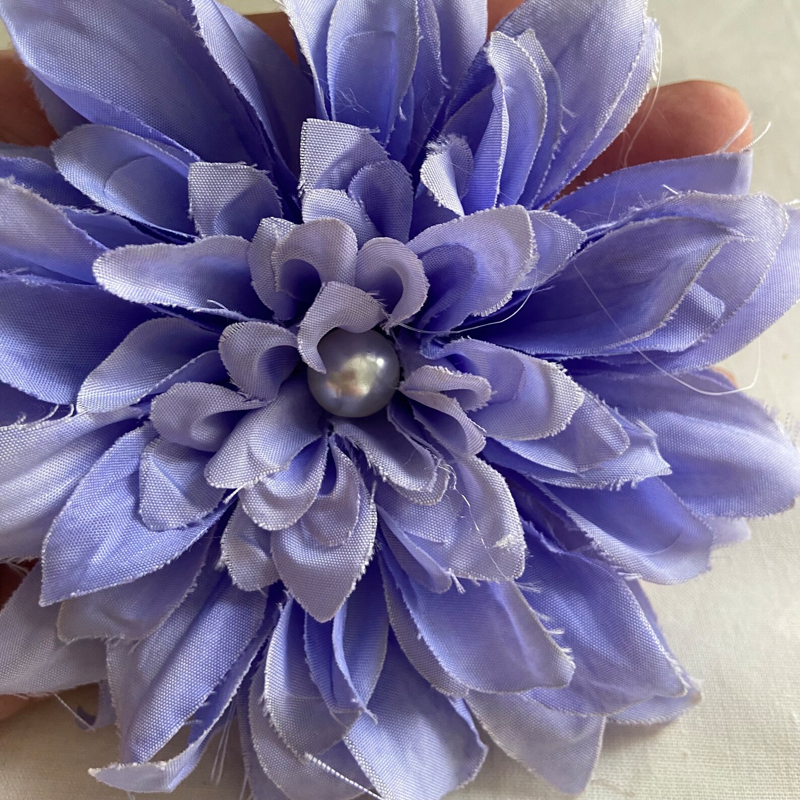 Blue Fabric Flower Brooch With Pearl Blue Wedding Flower Large 12cm Pin ...