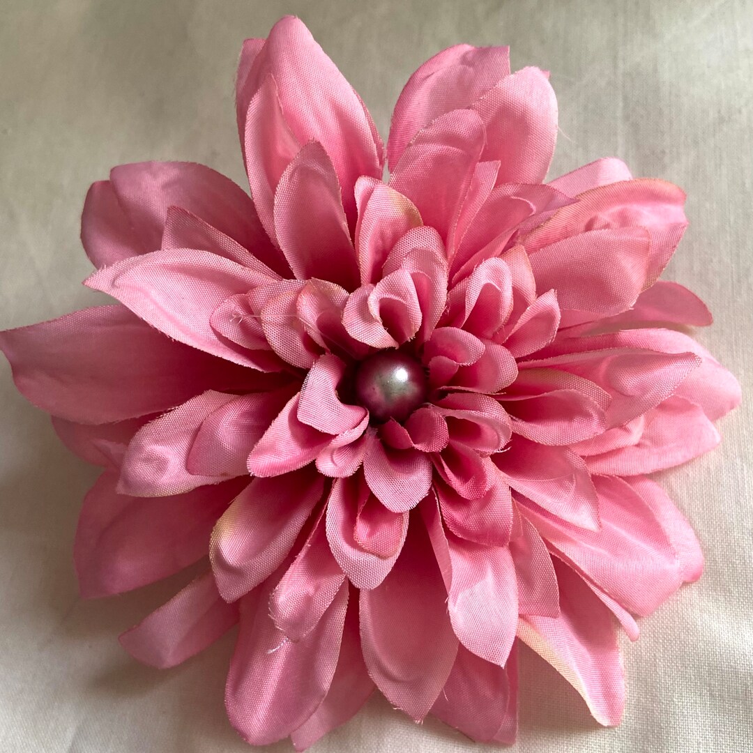 Pink Fabric Flower Brooch Pink Wedding Flower Pin Brooch 12cm Flower ...
