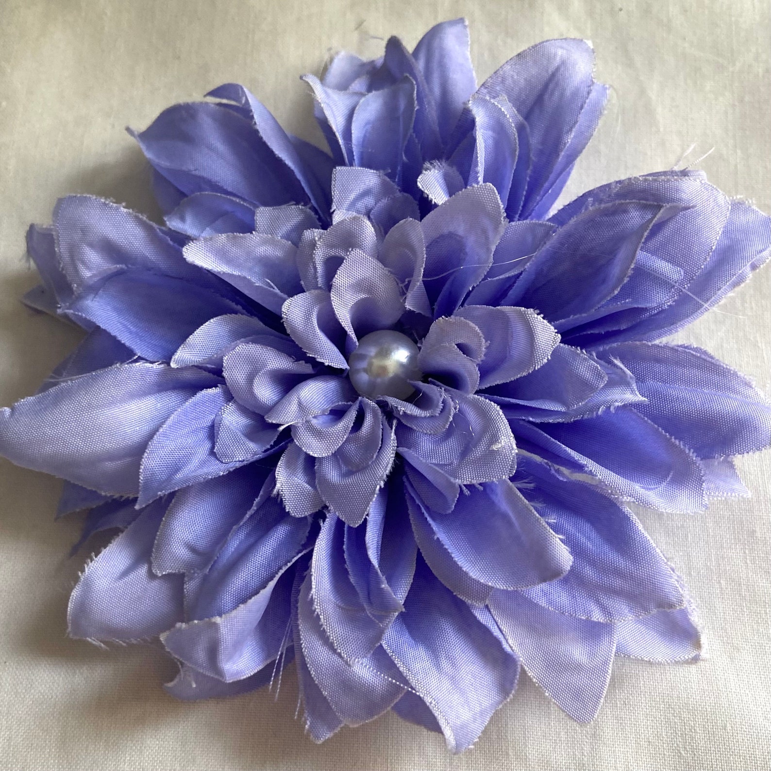 Blue Fabric Flower Brooch With Pearl Blue Wedding Flower Large 12cm Pin ...