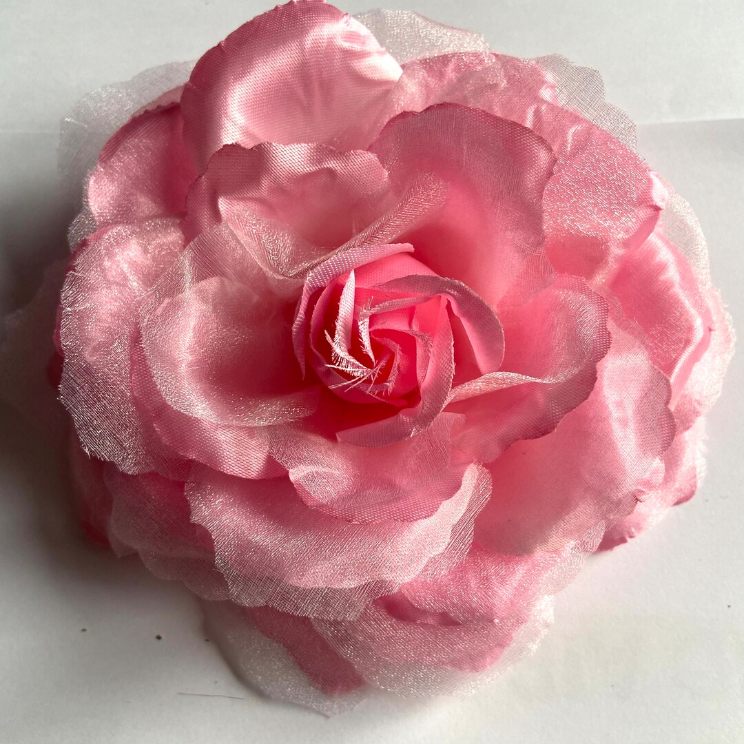 Fabric Flower Brooch Pink Rose Flower Brooch 7 Inch Statement Pin ...