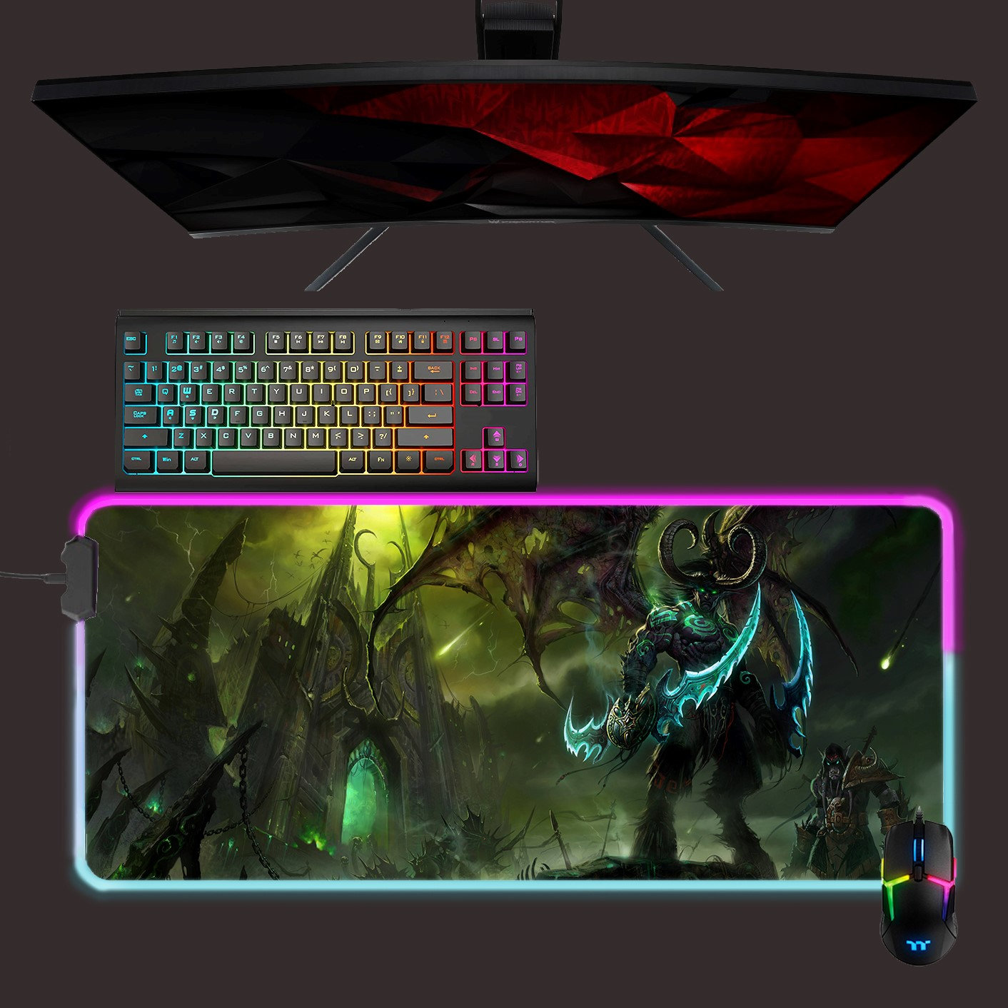 World Of Warcraft Led Mouse Mat, WoW Illidan Rgb Mouse Pad, Gaming ...