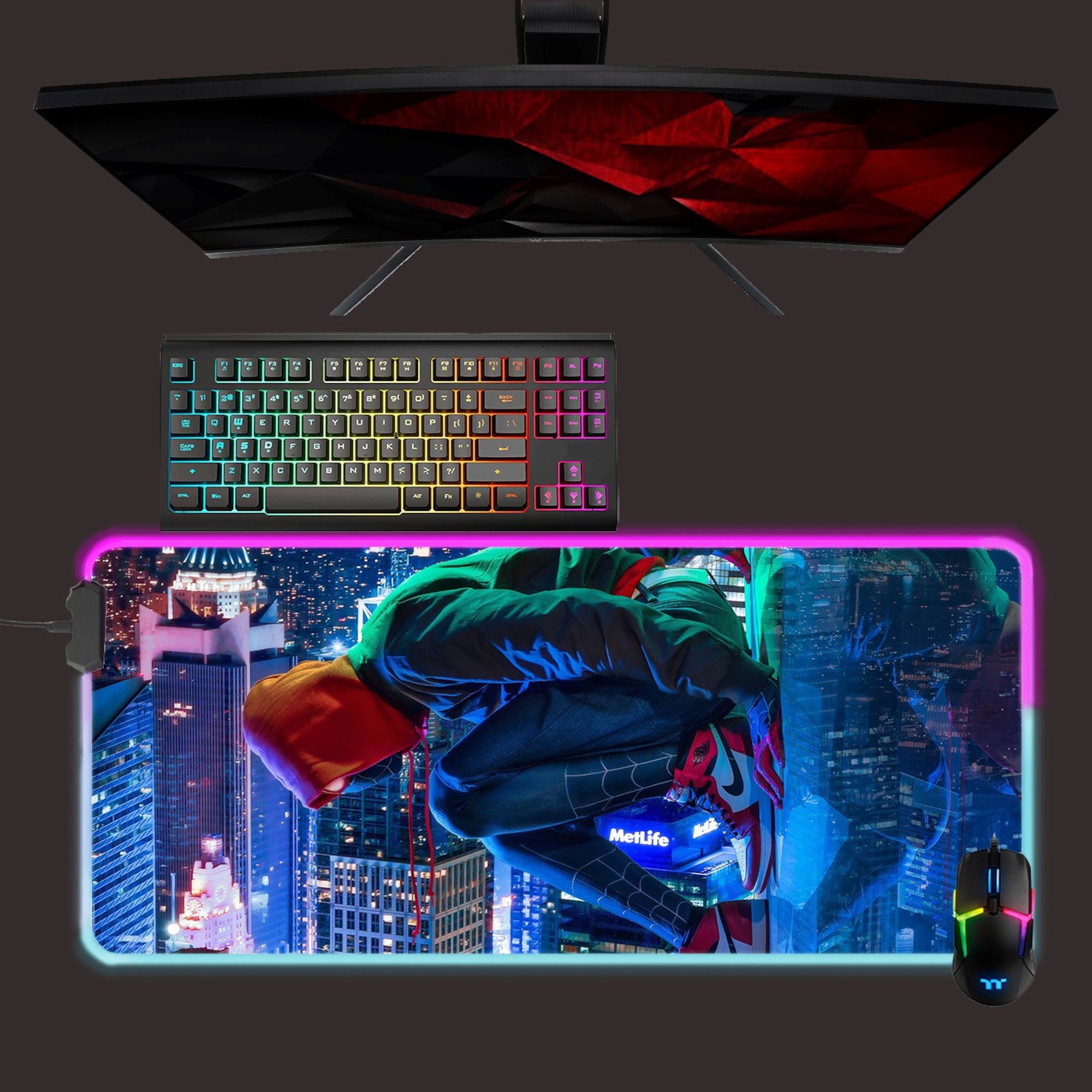 Into The Spider Verse Led Mouse Mat, Spider.man Rgb Mouse Pad, Miles ...
