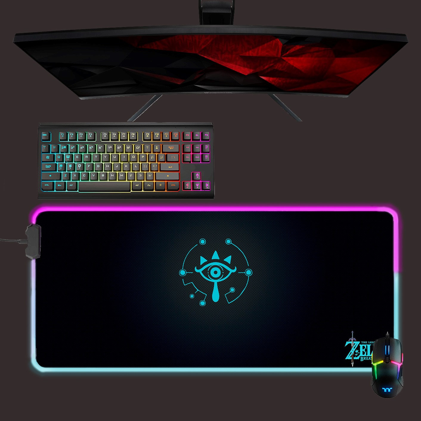 The Legend Of Zelda Led Mouse Mat, Breath Of The Wild Sheikah Slate Rgb ...