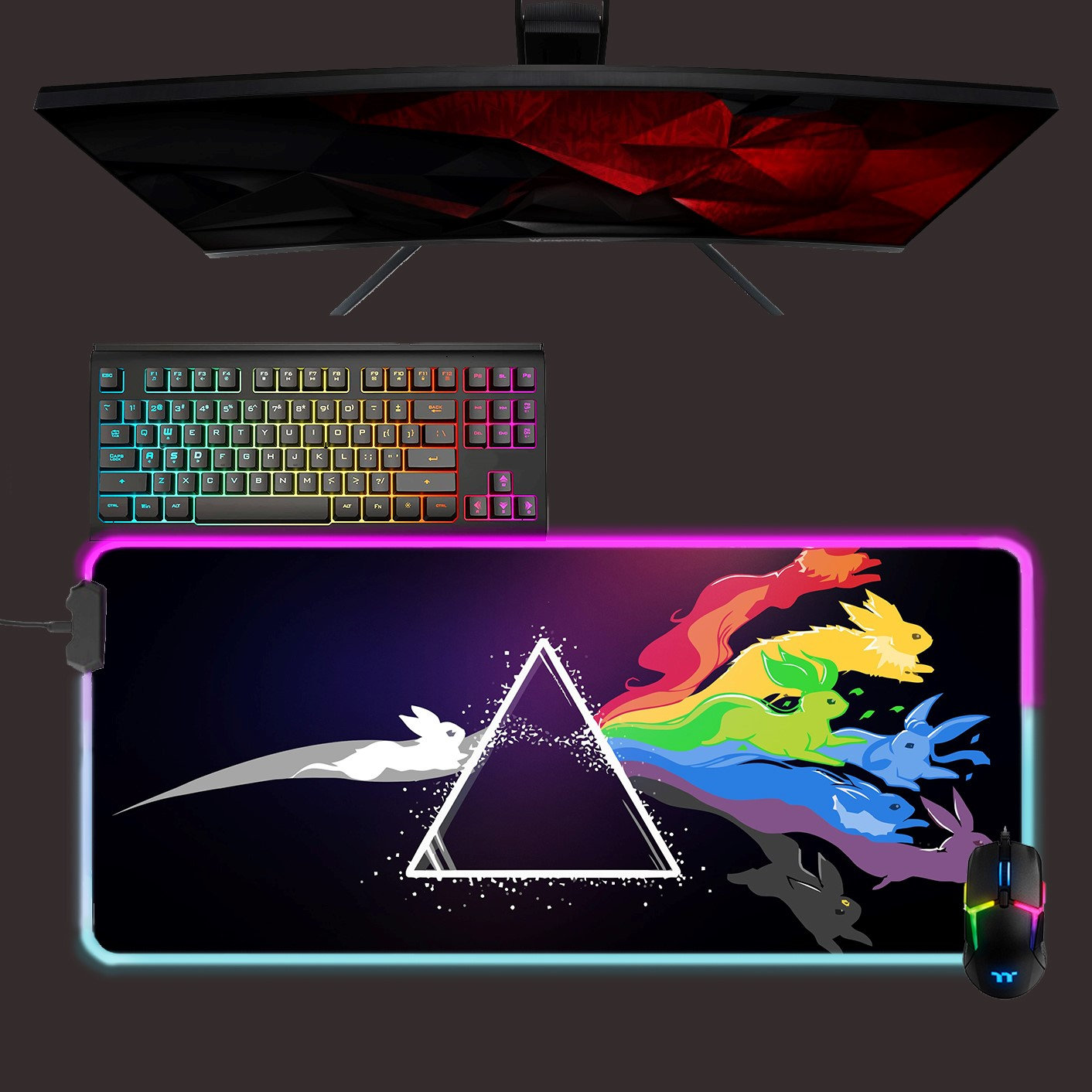 Pokemon Led Mouse Mat, Eevee Evolution Rgb Mouse Pad