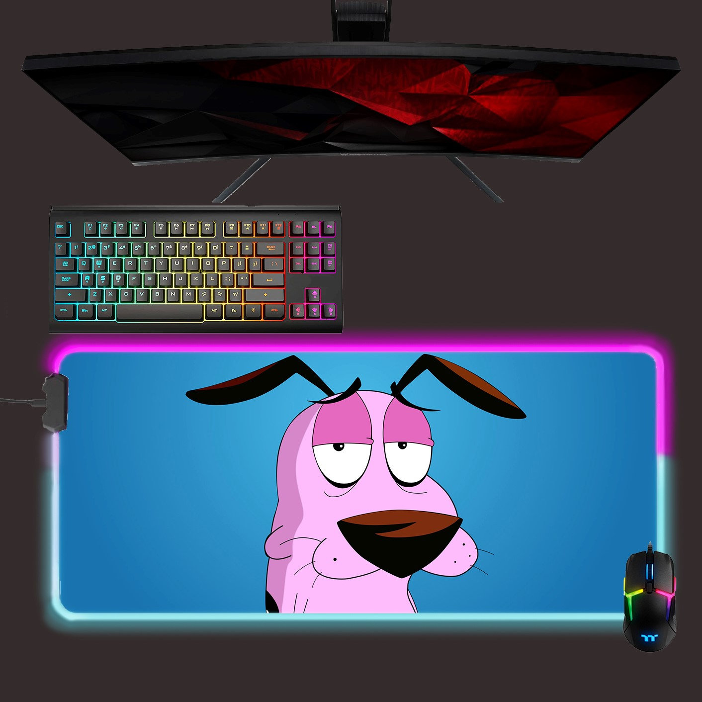Courage The Cowardly Dog Led Mouse Mat, Rgb Mouse Pad, Gaming Mouse Pad ...