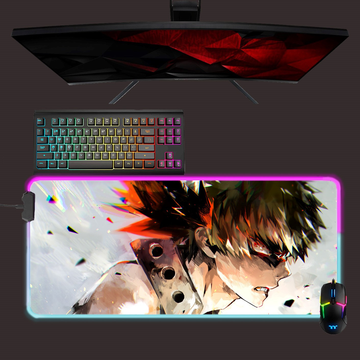 My Hero Academia Led Mouse Mat, Katsuki Bakugou Rgb Mouse Pad, Gaming ...