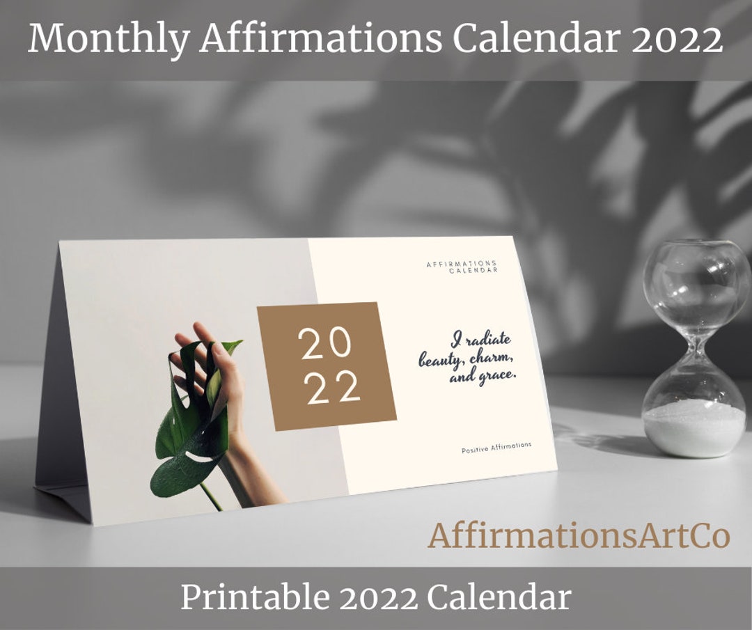 2022 Monthly Affirmations Calendar | Desk Calendar | Printable Calendar ...