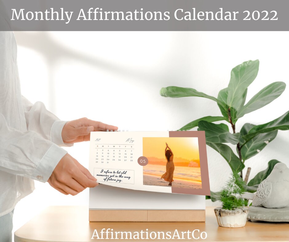 2022 Monthly Affirmations Calendar | Desk Calendar | Printable Calendar ...