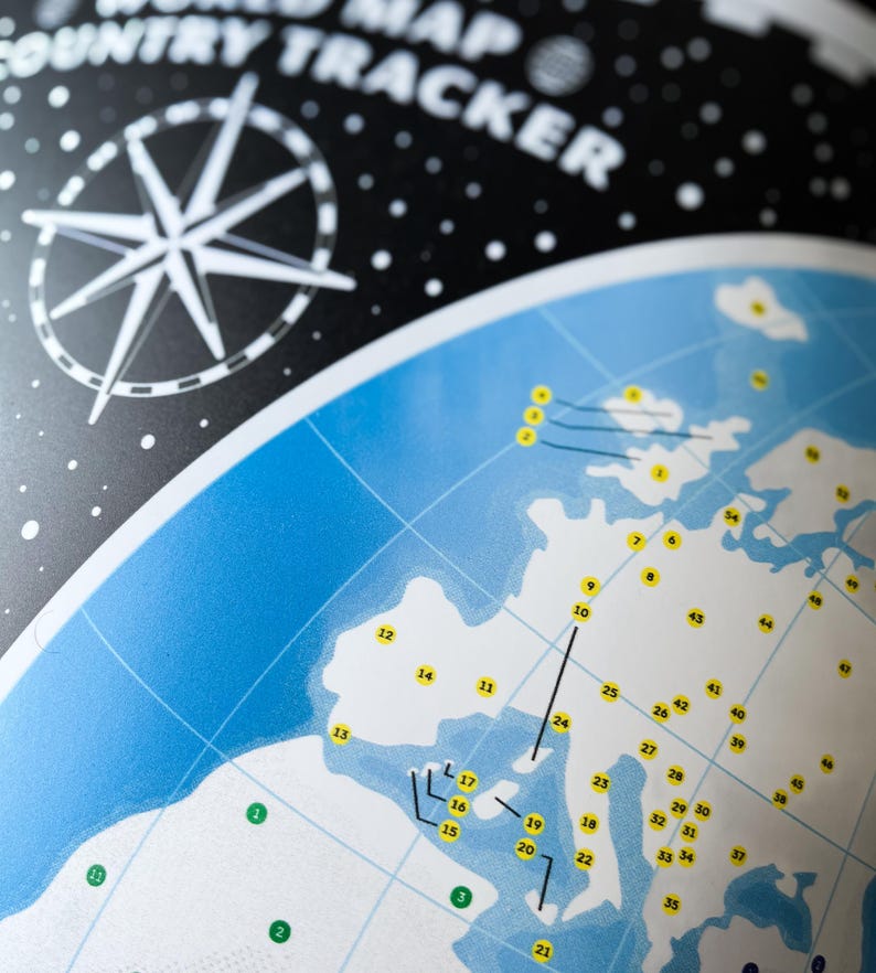 World Map Country Tracker - Vintage Style Wall Map - Gift - Etsy