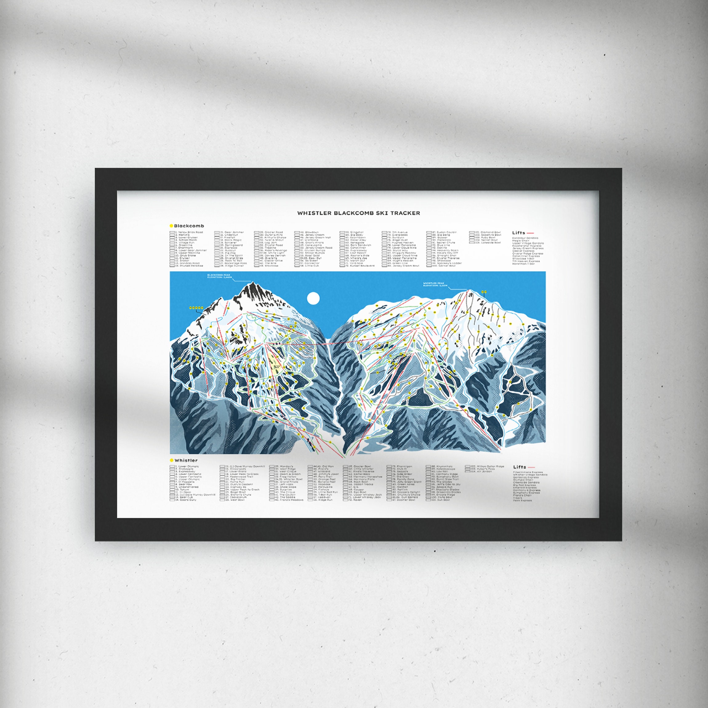 Whistler Blackcomb Ski Map Art Print: Canada Trail Tracker - Etsy