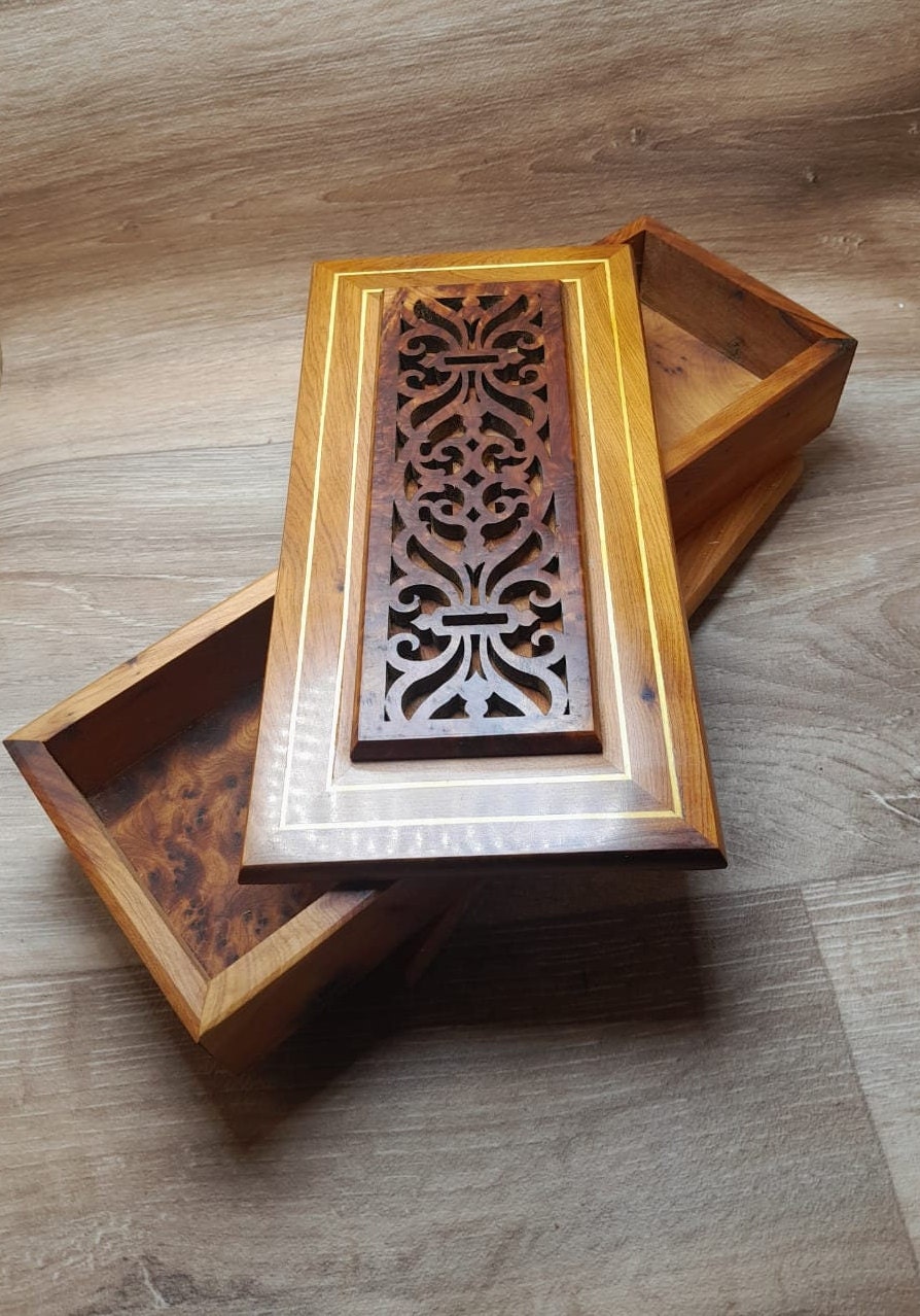 Unique Trinket Juniper Wooden Box,hand-carved Secret Opening Jewelry ...