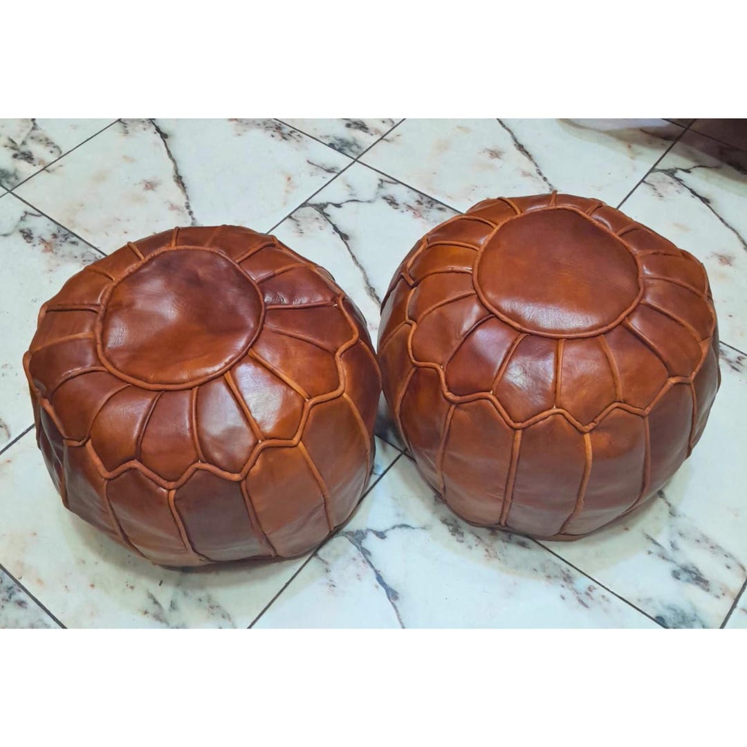 Set 2 of Leather Poufs for Kids, Mini,small Ottomans Leather Pouf Made ...