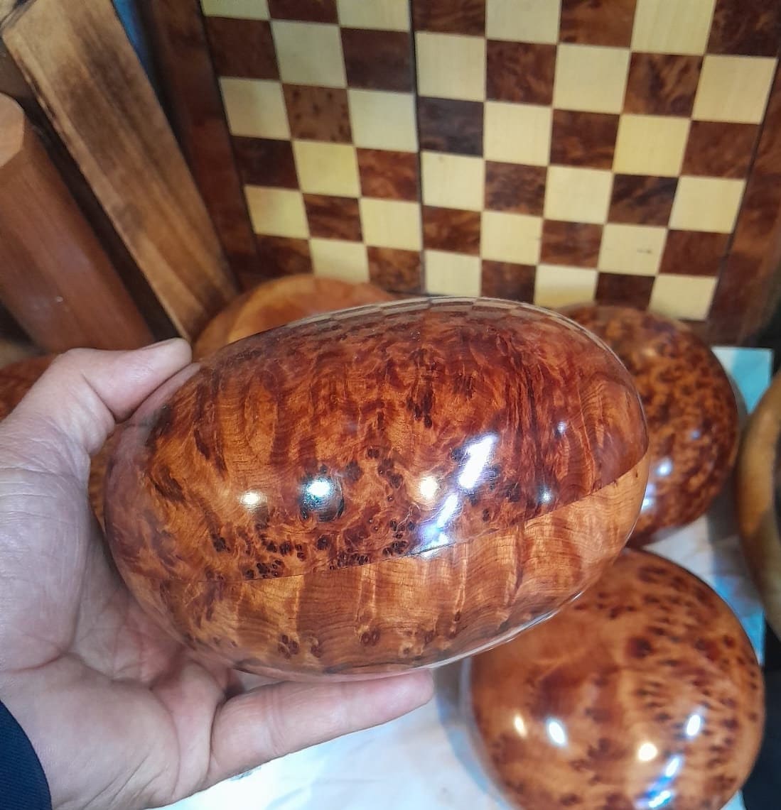 Juniper Wood Ball BOX, Hand-crafted Round Wooden Box,bowl Box,handmade ...