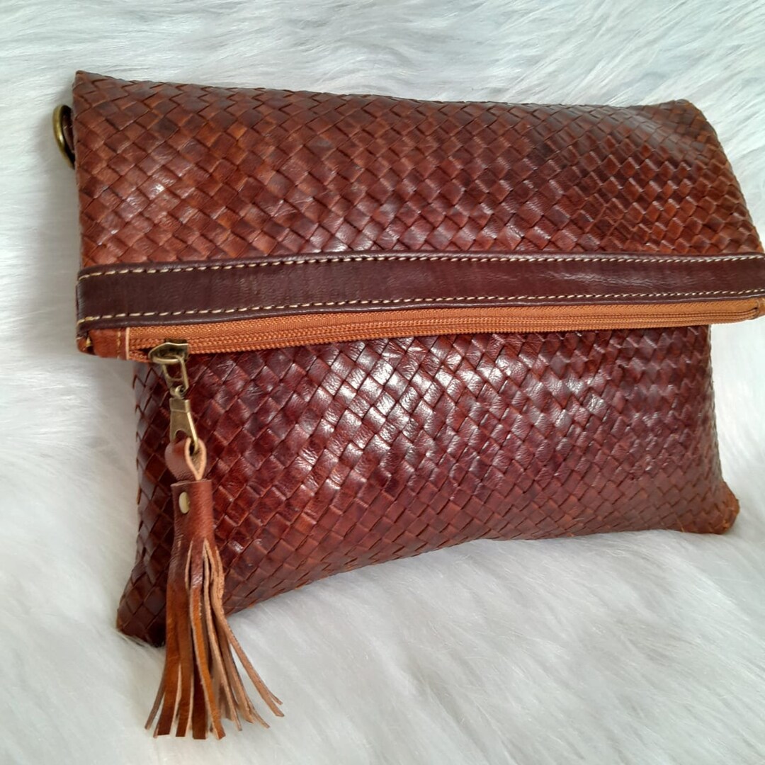 Handmade Woven Bag From Goatskin, Moroccan Woven Leather Bag, Hand ...