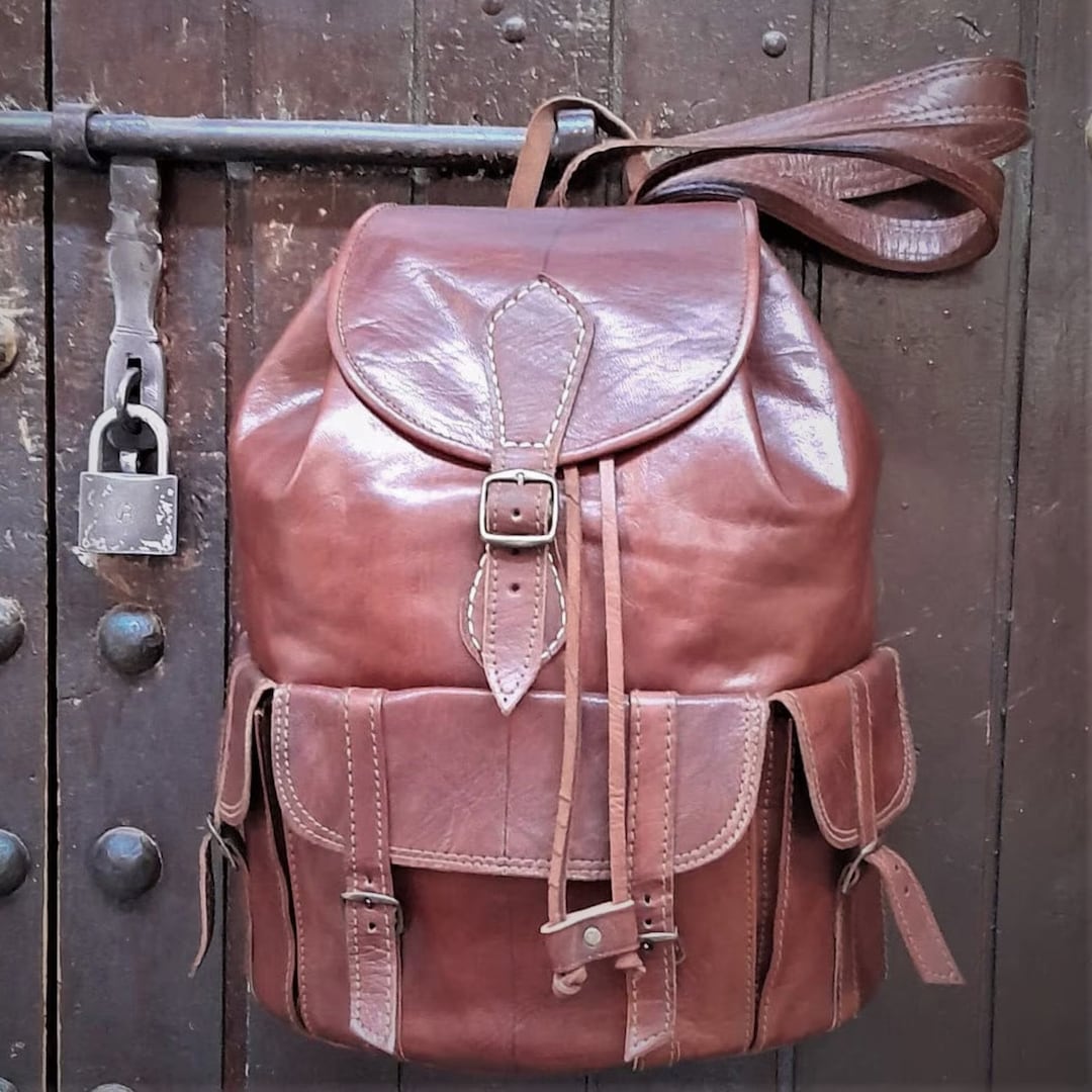 Moroccan Leather Backpack, Leather Bags, Backpacks for Women and Men ...