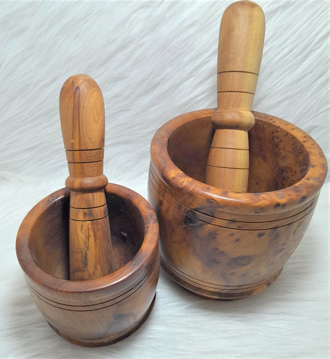 Hand-carved Mortar and Pestle Made of Thuya Wood,wooden Mortar & Pestle ...