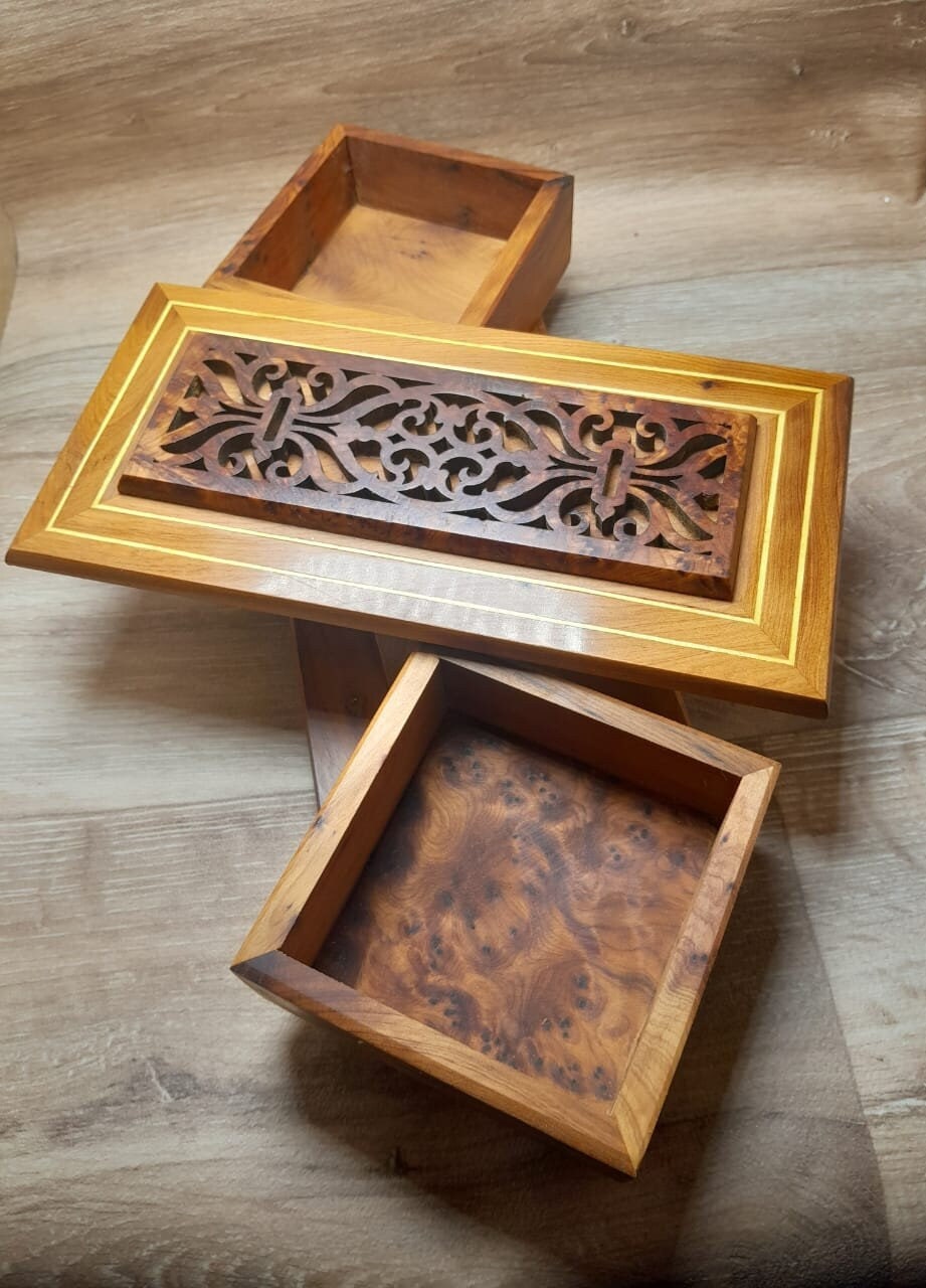 Unique Trinket Juniper Wooden Box,hand-carved Secret Opening Jewelry ...