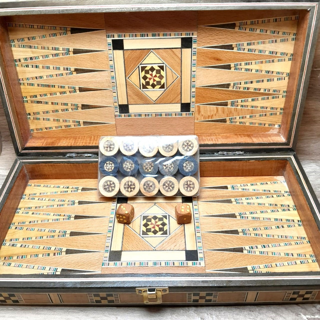 Moroccan Handmade Wooden Backgammon Set Board, 2 in 1 Wood Backgammon, Chess Set, Handmade ...