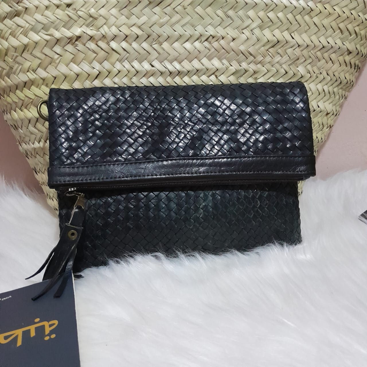 Handmade Woven Bag From Goatskin, Moroccan Woven Leather Bag, Hand ...