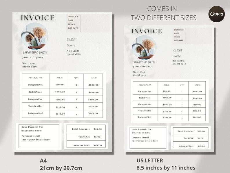 Influencer Invoice Template Invoice Template Download - Etsy Canada