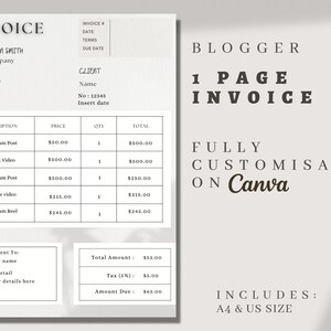 Influencer Invoice Template Invoice Template Download Template Canva ...