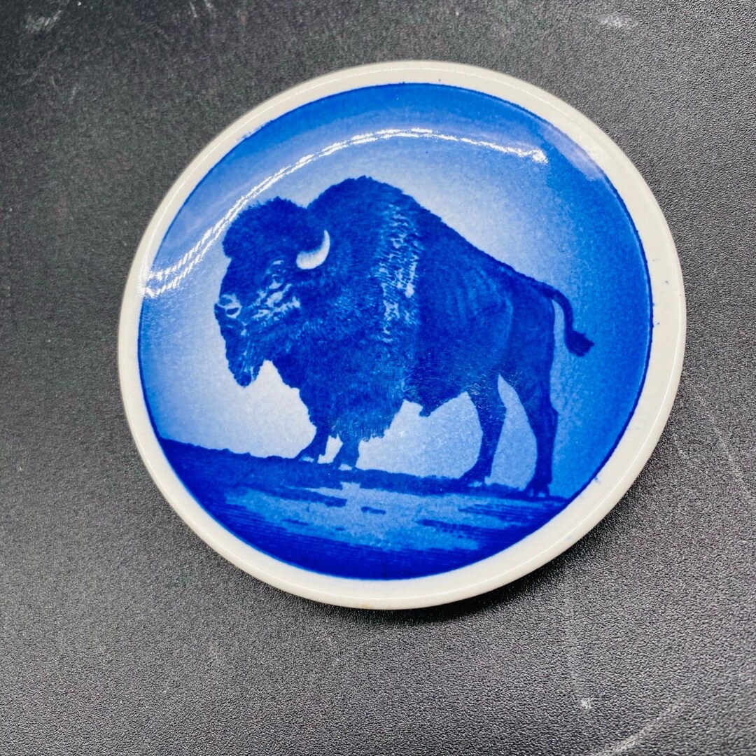 Dansk Landskab Denmark Bison Butter Pat/wall Decor Plaque Dish 206/2010 Blue White - Etsy