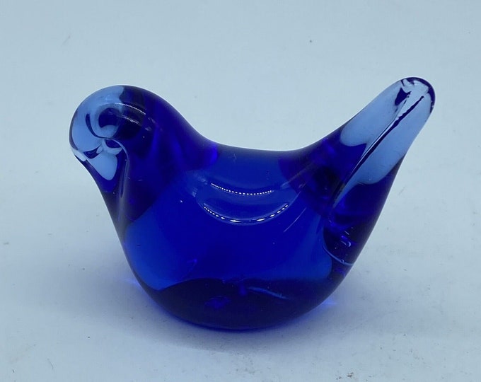 Vintage Cobalt Blue Bird of Happiness Art Glass Paperweight - Etsy