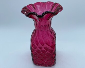 Red Square Glass Vase - Etsy