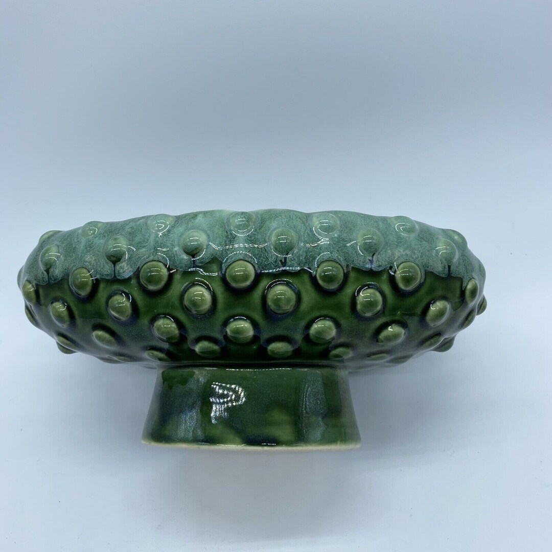 MCM Hobnail Planters in Moss Green Glaze Unusual Footed Oval - Etsy