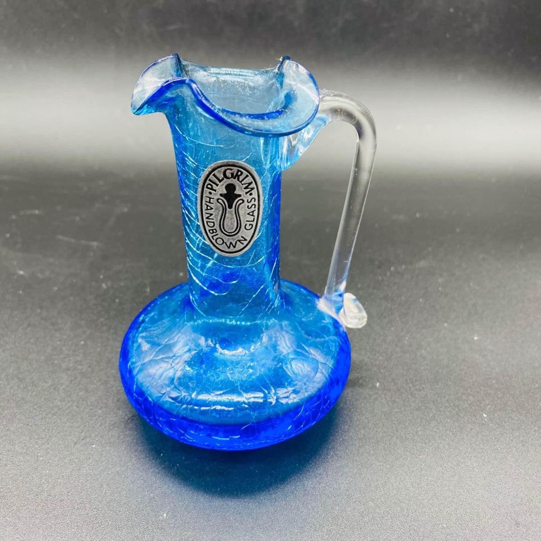 Vintage PILGRIM Hand Blown CRACKLED Art Glass Mini Pitcher 4.5 - Etsy