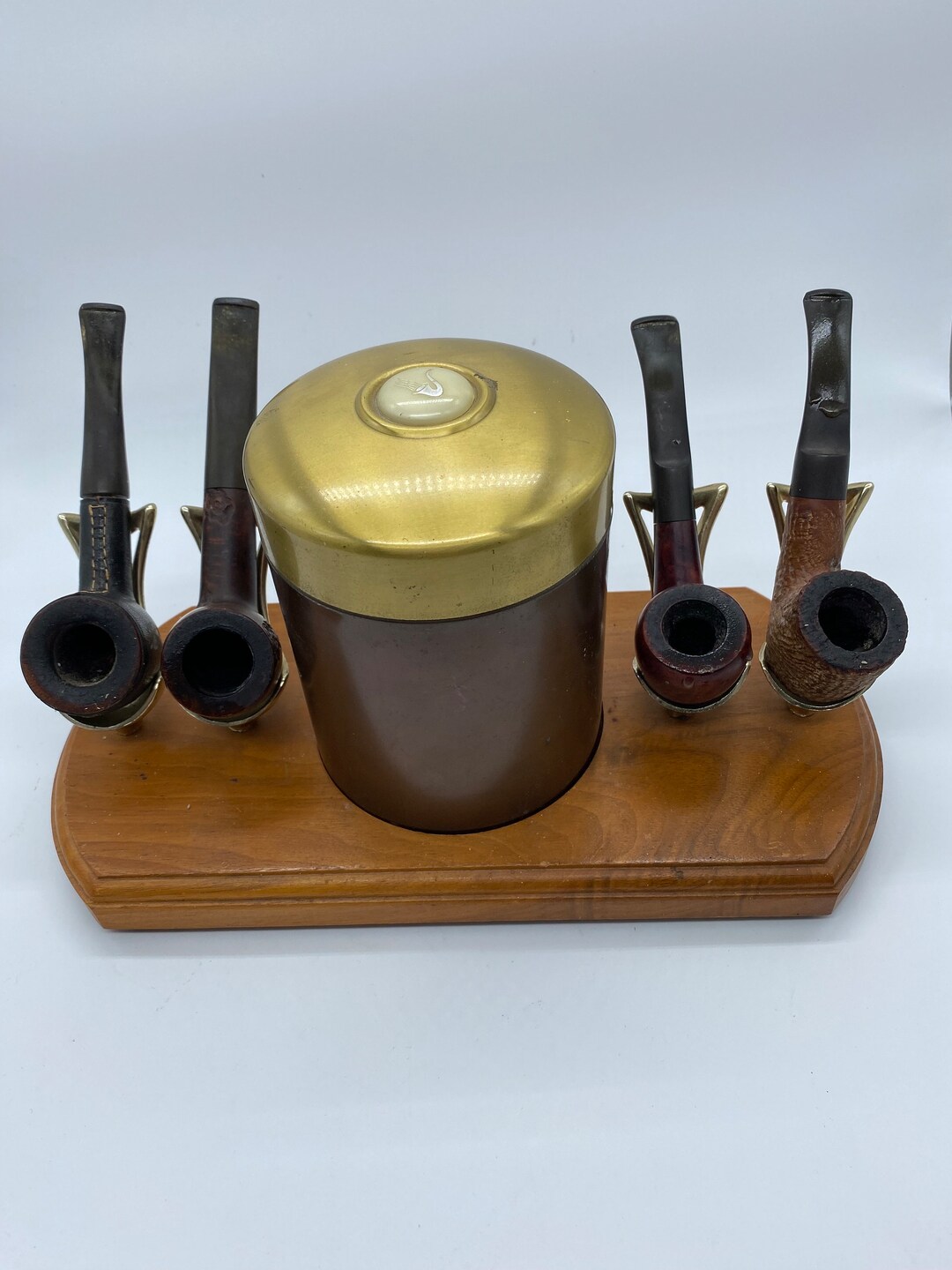 Vintage Aztec USA Copper Wood Brass Four Pipe Stand and - Etsy