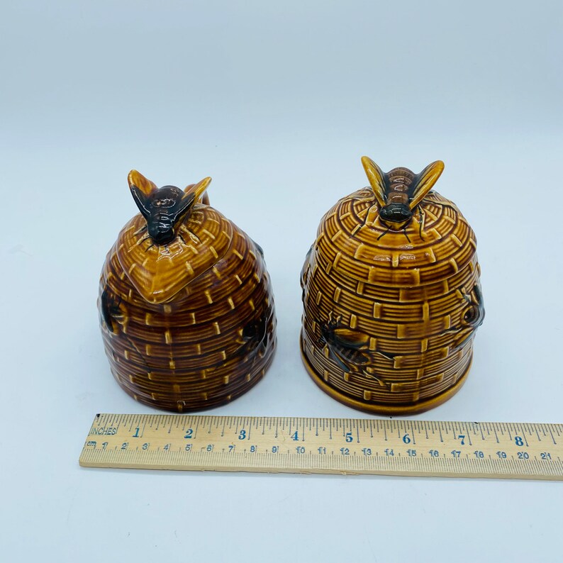 Syrup Jug and Honey Pot Pair Hive Bees Basket Weave - Etsy