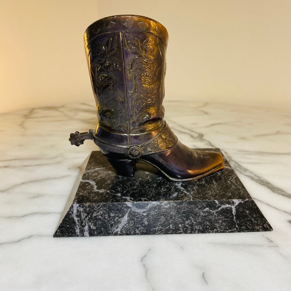 Vintage Metal Cowboy Boot Stone Plinth Stand Spurs - Etsy