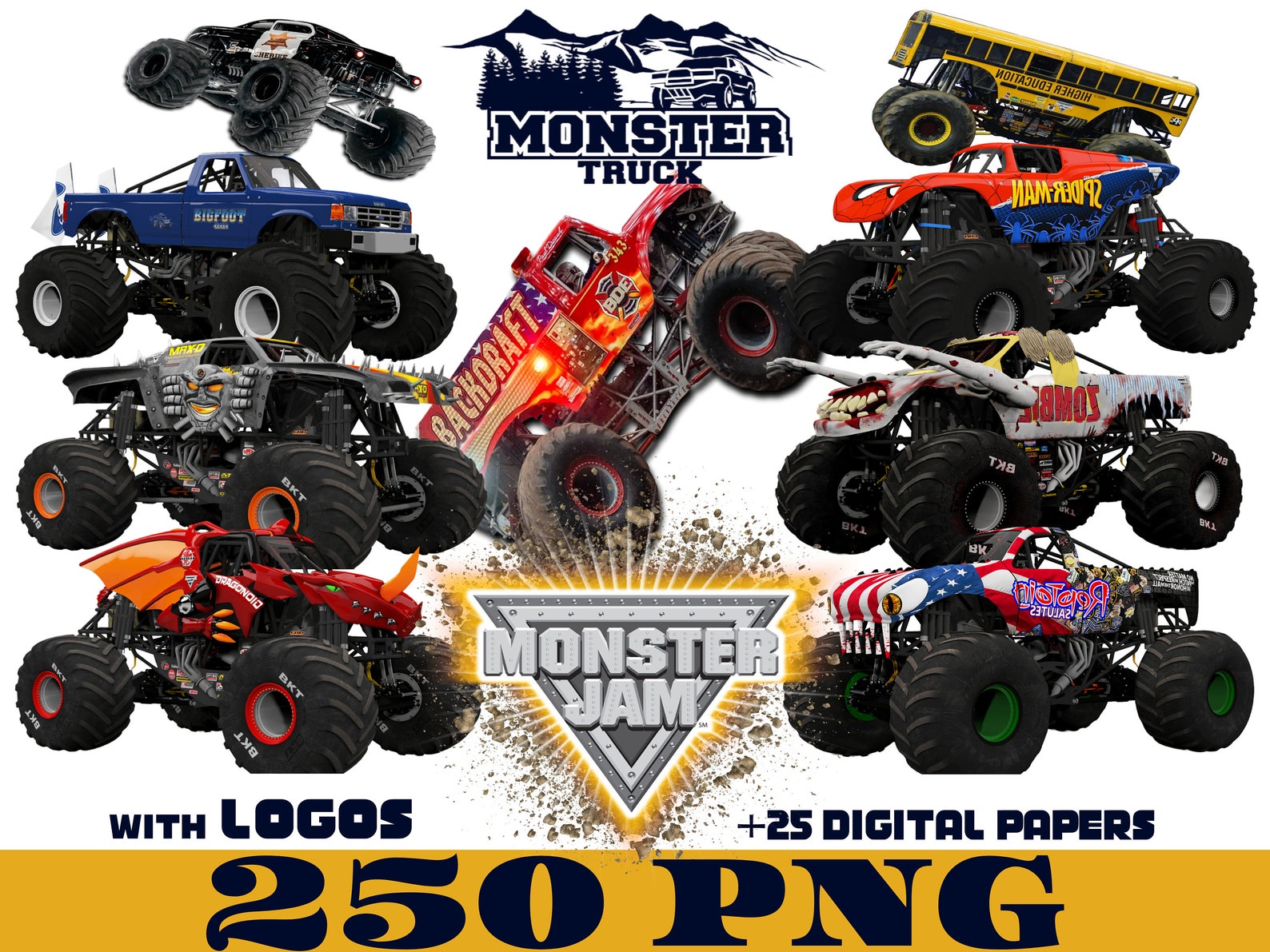 Monster Jam PNG Cliparts Collection Monster Trucks Png - Etsy Australia