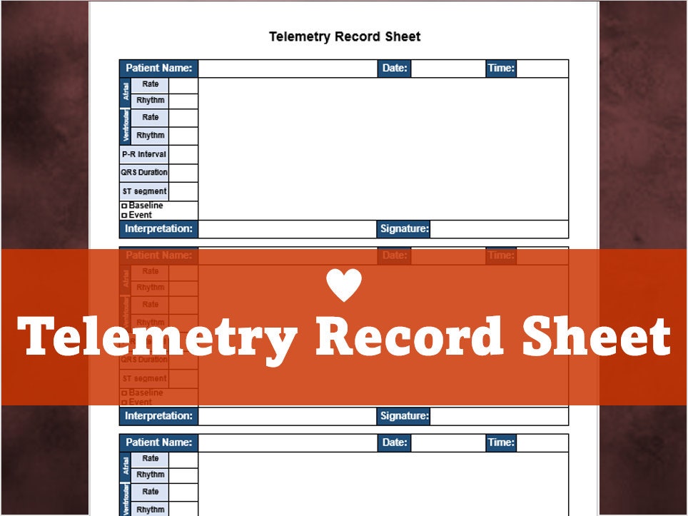 Telemetry/ekg Nurse Report Sheet - Etsy