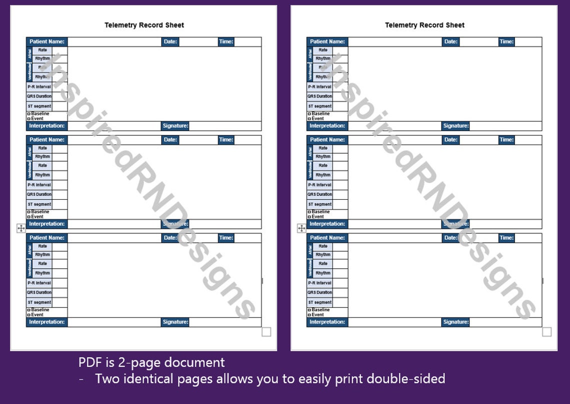 Telemetry/ekg Nurse Report Sheet | Etsy
