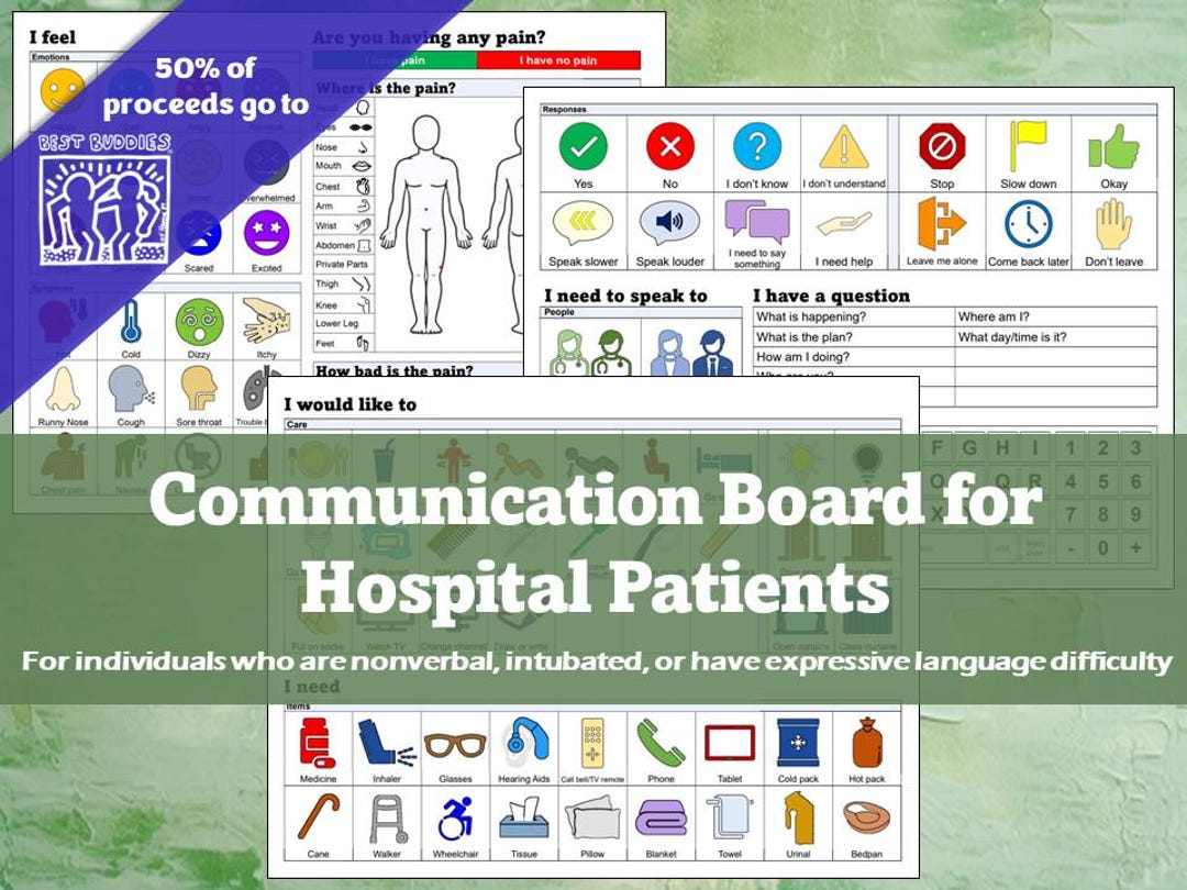 Communication Board for Hospital Patients (nonverbal, Aphasia ...