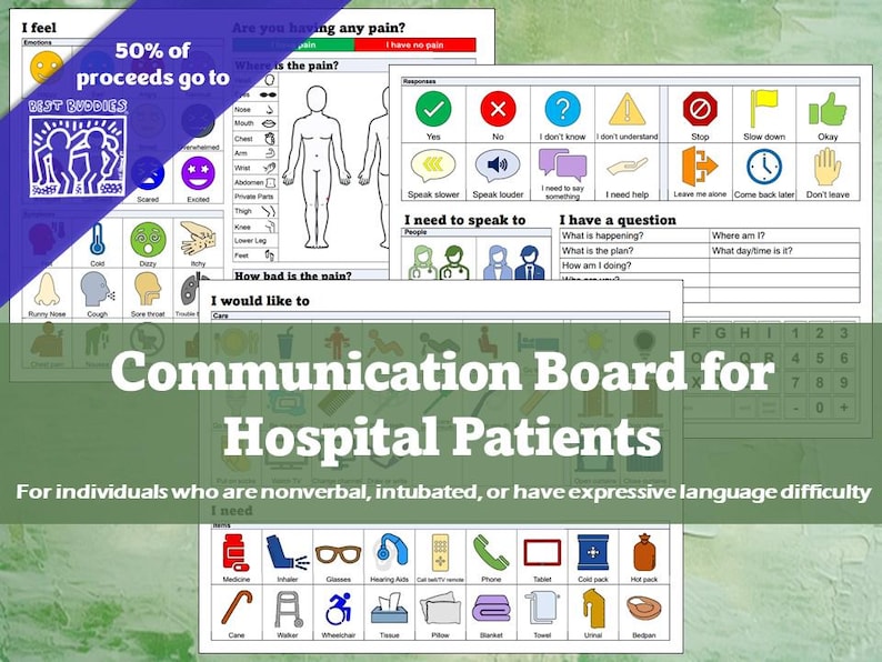 Communication Board for Hospital Patients (nonverbal, Aphasia ...