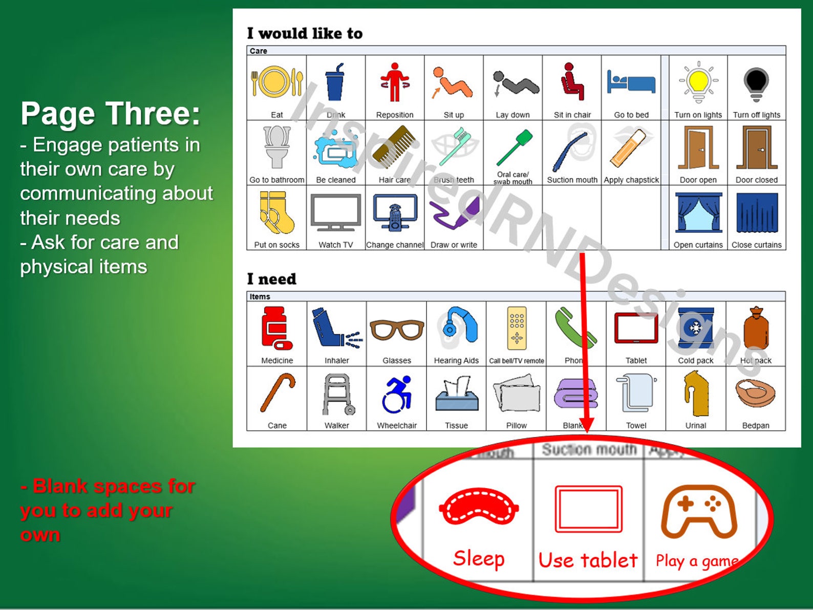 Communication Board for Hospital Patients nonverbal, Aphasia, Intubated ...