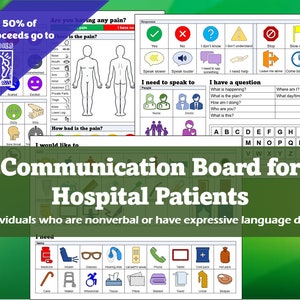 Communication Board for Hospital Patients nonverbal, Aphasia, Intubated ...