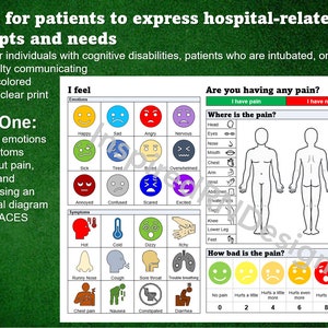 Communication Board for Hospital Patients nonverbal, Aphasia, Intubated ...