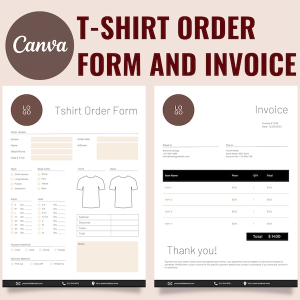 T Shirt Invoice - Etsy