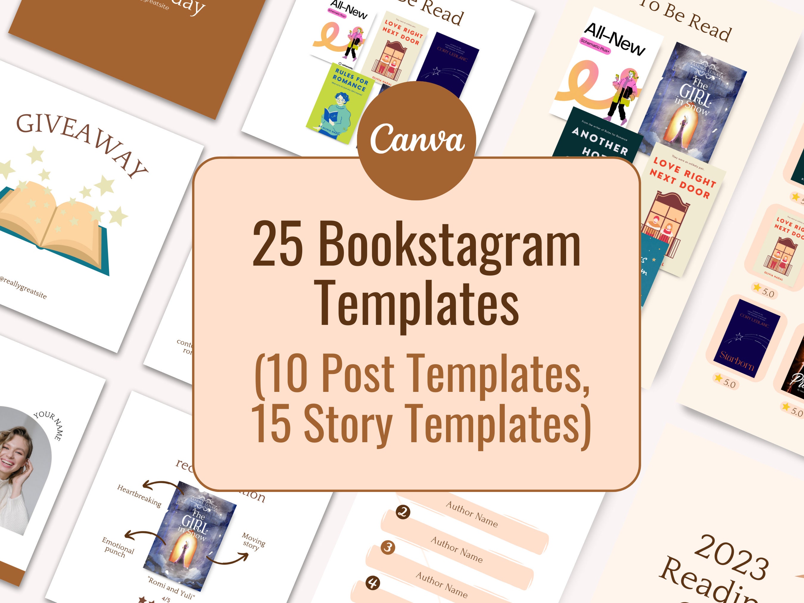 25 Templates for Bookstagram, Book Review Templates, Beige Palette ...