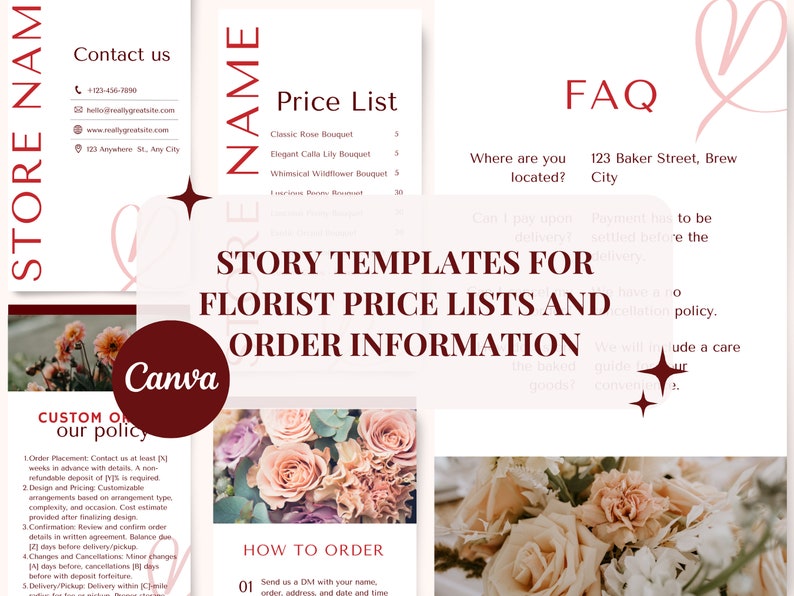 5 Flower Shop Story Templates, Price List, How to Order, Order Process ...