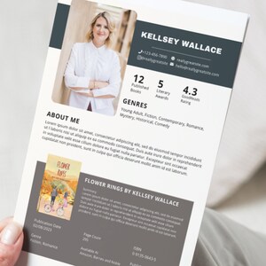 Writer and Author One-page Media Kit Sheet, Dark-themed Sell Sheet ...