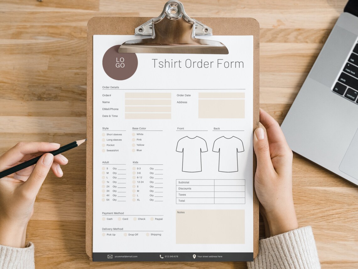 Custom T-shirt Form and Invoice Templates, Editable Branding for ...